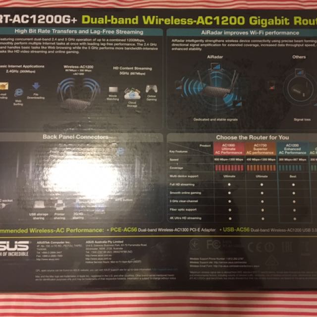RT-AC 1200G+ Dual-band Wireless-AC1200 Gigabit Router, Computers & Tech ...