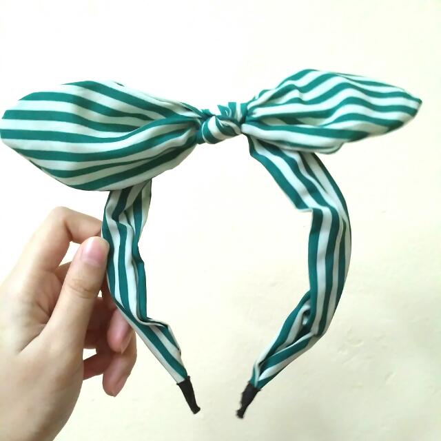 Bando Pita Garis Hijau, Women's Fashion, Women's Accessories on Carousell