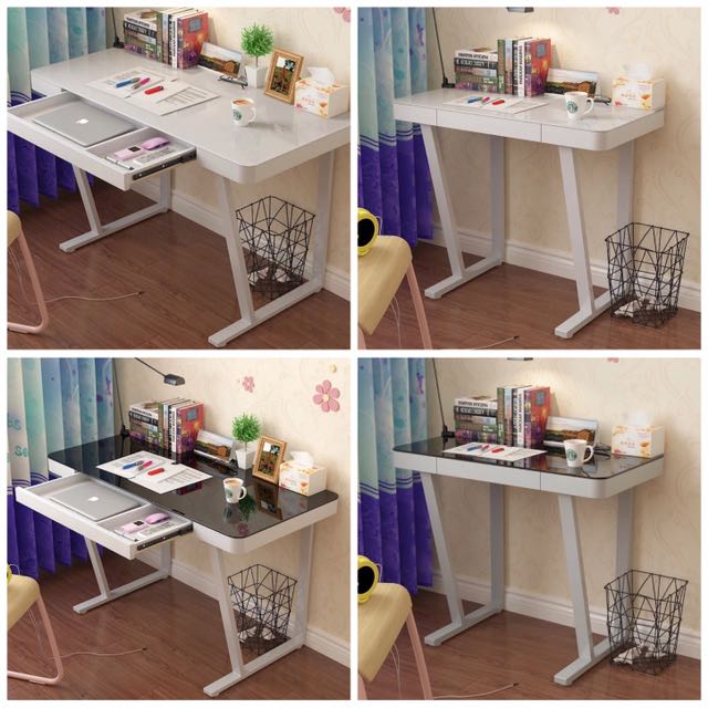 Modern/minimalist Study Table With Tempered Glass Top, Furniture & Home ...
