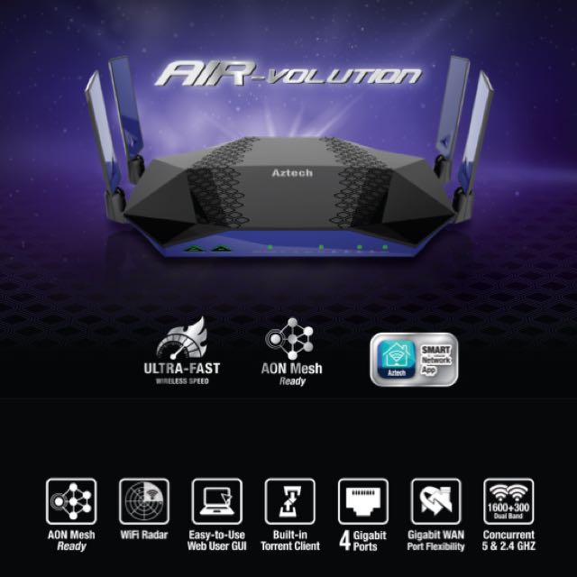 Aztech AIR-VOLUTION Dualband Router, Electronics, Computer Parts ...