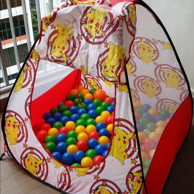 Pikachu Tent & Balls With Plastic Storage Box, Hobbies & Toys, Toys ...