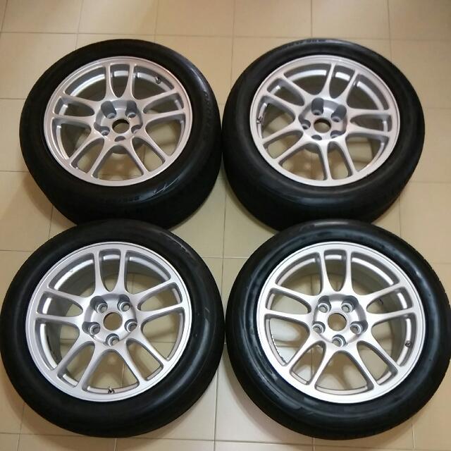 Evo 9 Enkei Stock Wheels 17" Rim, Car Accessories on Carousell