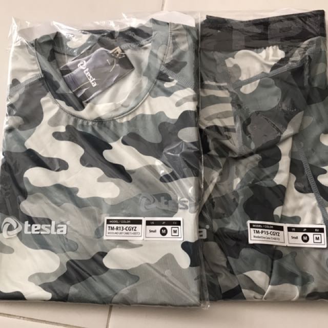 Tesla Camo Compression Wear Base Layer, Men's Fashion, Tops & Sets ...