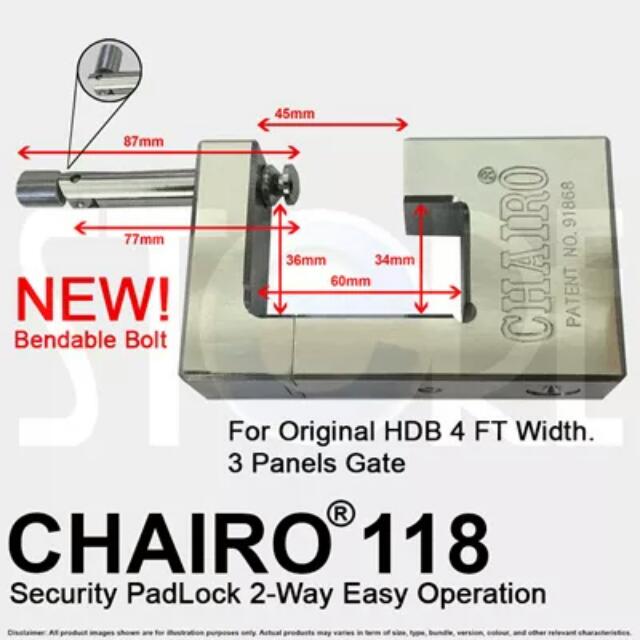 HDB Gate Lock Chairo 118, Furniture & Home Living, Furniture, Other ...