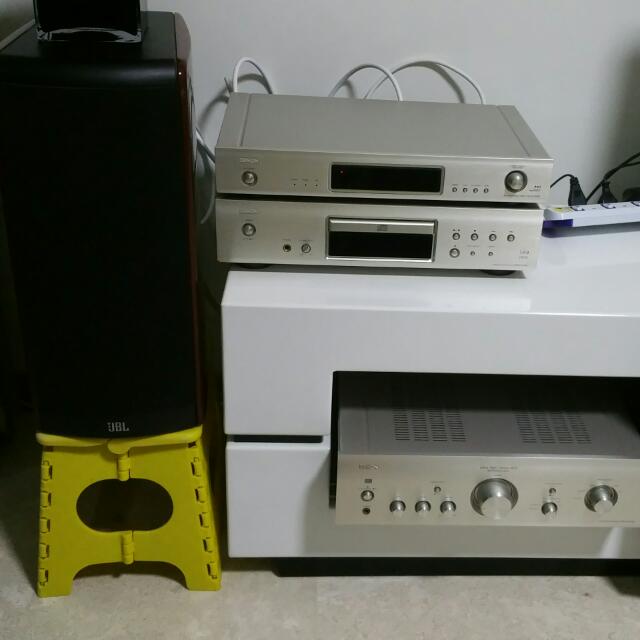 JBL Speaker And Denon Tuner, Compact Disc Player And Amplifier, Audio ...