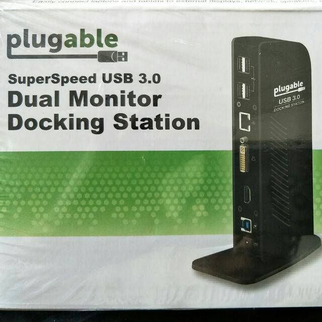 Plugable Superspeed USB 3.0 Dual Monitor Docking Station, Computers ...