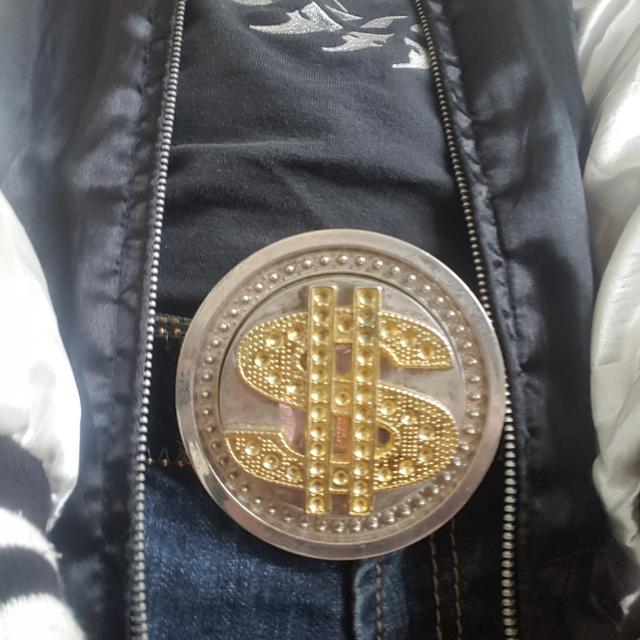 Vintage N Rare Spinning Gold Dollar Sign Buckle Belt., Men's Fashion ...