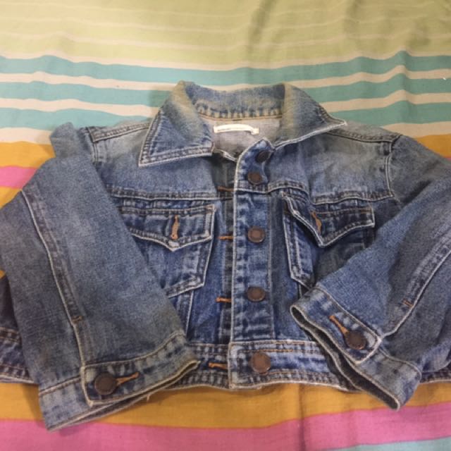 Denim Half Crop Jacket, Women's Fashion, Coats, Jackets and Outerwear ...