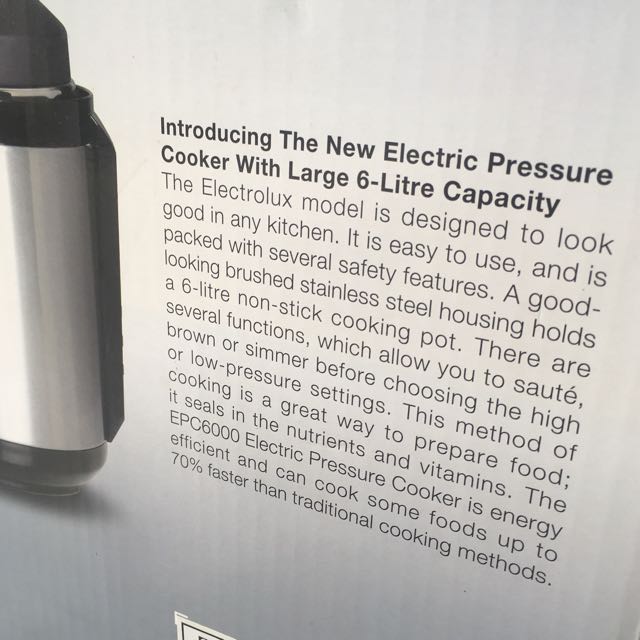 Electrolux Pressure Cooker (EPC6000), TV & Home Appliances, Kitchen ...