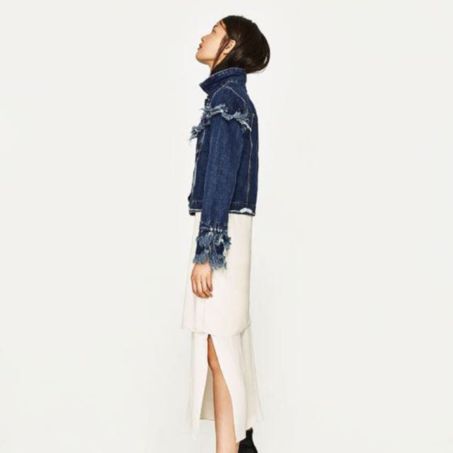 Fringed Denim Jacket ZARA, Women's Fashion, Coats, Jackets and ...