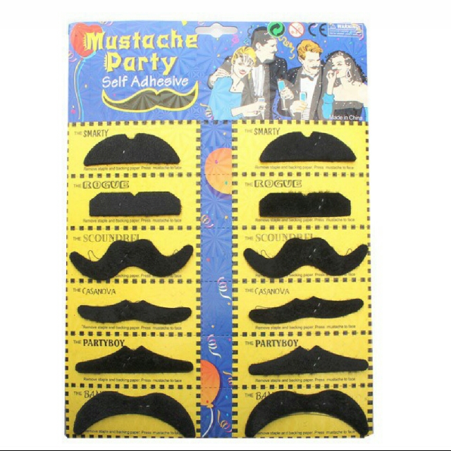 12 Pcs Self Adhesive Fake Moustache Party, Masquerade Christmas Dramas ...