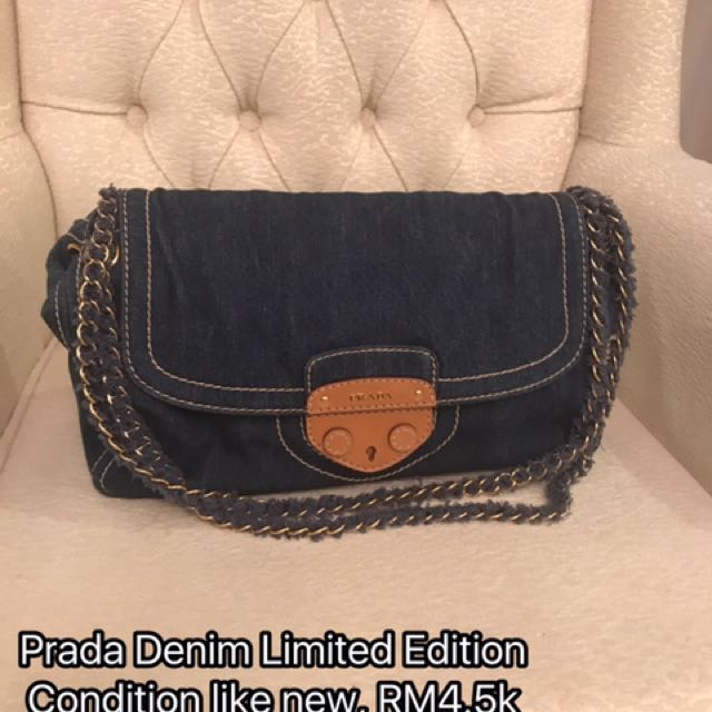 Prada Denim Limited Edition, Luxury, Bags & Wallets on Carousell