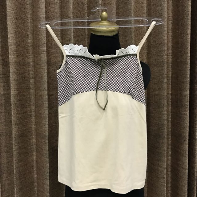 TANK TOP PITA TANK TOP KOREA TANK TOP COKLAT RIBBON TANK TOP LUCU TANK ...