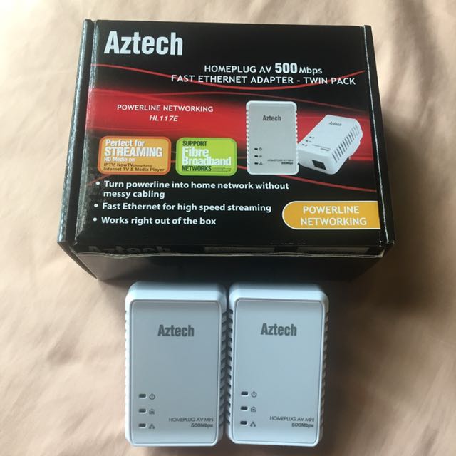 Aztech Homeplug AV500 Ethernet Adapter (Twin Pack), Computers & Tech ...