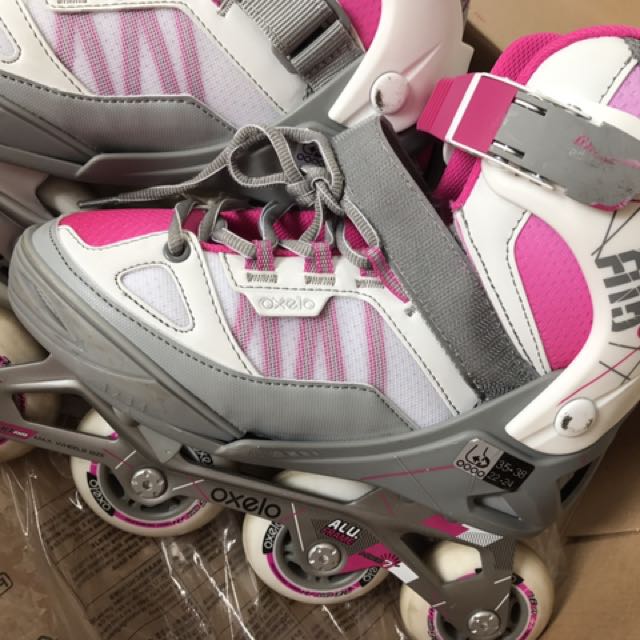 Oxelo FIT 5 JUNIOR KIDS' FITNESS INLINE SKATES - PINK/WHITE, Sports ...