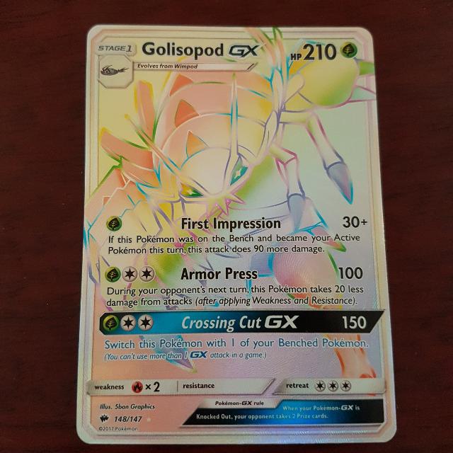 Pokemon Cards BURNING SHADOWS Golisopod GX Hyper Rare Rainbow Rare ...