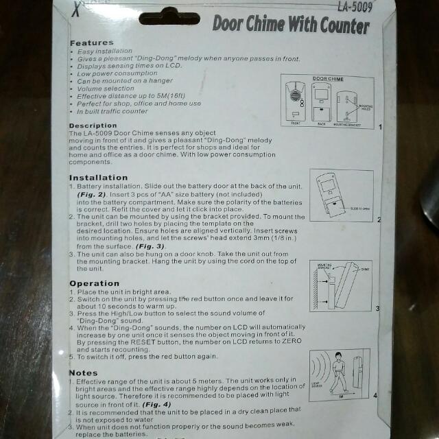 Door Bell / Chime With Counter Senses, Furniture, Others on Carousell