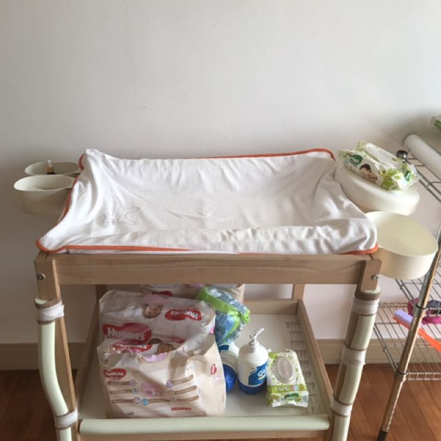 Ikea Baby Diaper Table With Cushion, Cover And Accessory Boxes, Babies ...