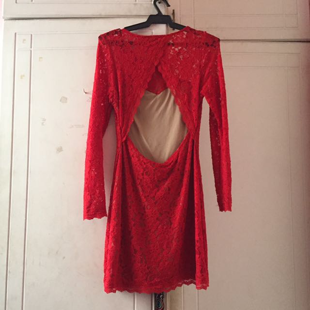 Red Sexy Back Dress Pang Ivy Aguas, Women's Fashion, Dresses & Sets ...