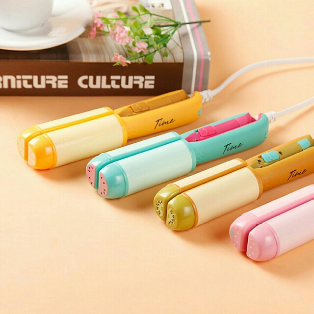 Korea Cute Fruit Mini Portable Electric Hair Straightener and Curling ...