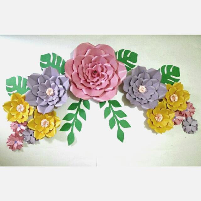 Paper Flower Backdrop Decoration, Desain & Kerajinan Tangan, Barang ...