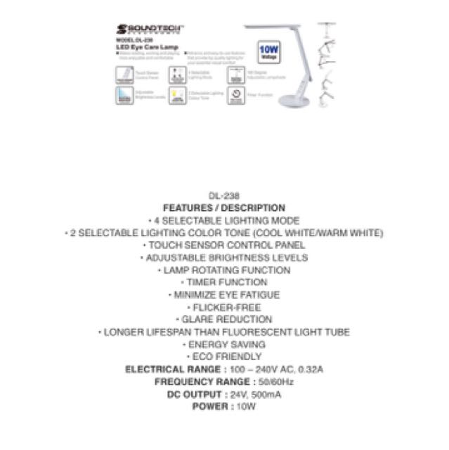 Soundtech LED (DL 238) Eye Care Table Study Lamp, Furniture & Home ...