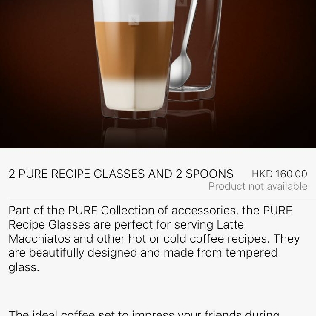 Nespresso Pure Recipe Glasses x 2, 家庭電器, 廚房電器, 咖啡機及咖啡壺 - Carousell