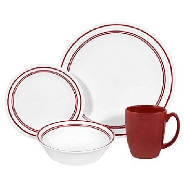 Corelle Livingware 16-Piece Dinnerware Set For 4pax Classic Cafe Red ...
