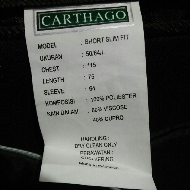 Jas Carthago Original, Fesyen Pria, Pakaian di Carousell