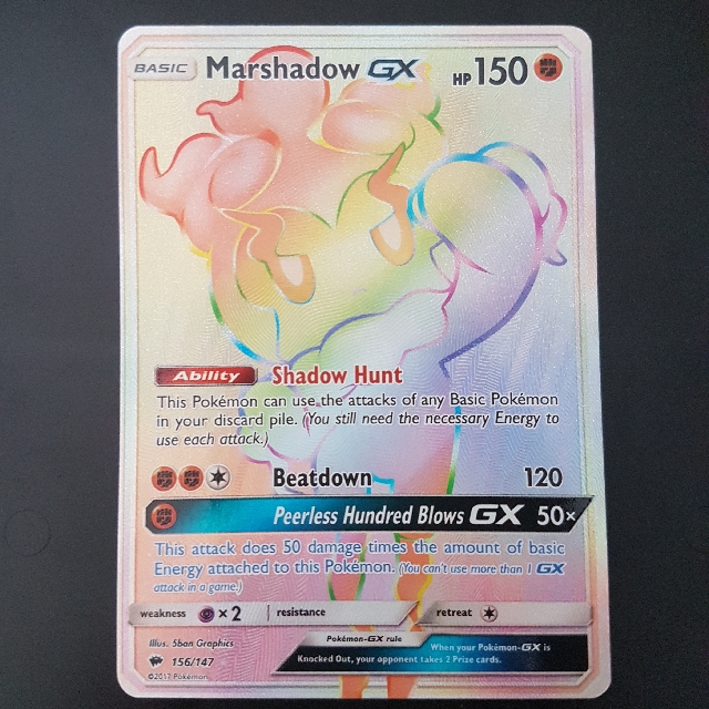 Pokemon Cards BURNING SHADOWS Marshadow GX Full Art Rainbow Hyper Rare, Hobbies & Toys, Toys ...