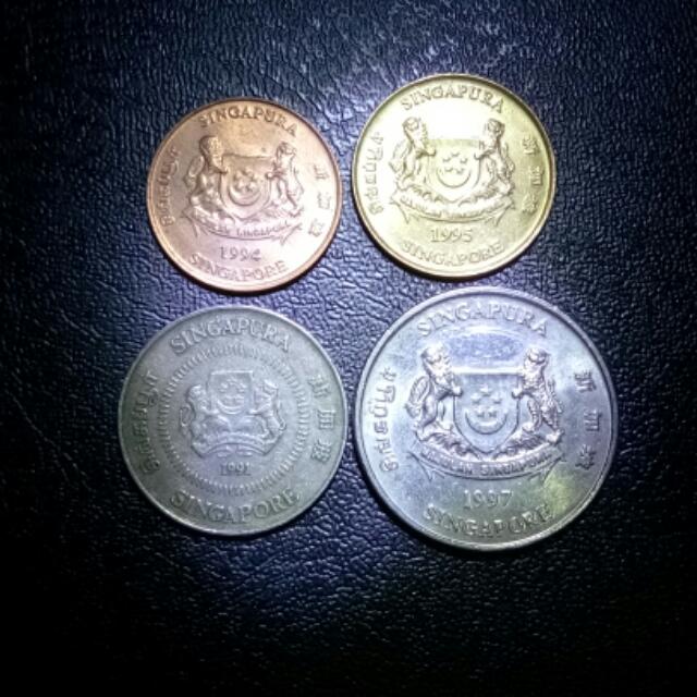 Singapura 1,5,10,20 Cents Coins Duit Syiling SG / Currency Money 4 Coins Selling RM 3.00 ...