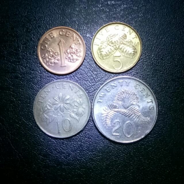 Singapura 1,5,10,20 Cents Coins Duit Syiling SG / Currency Money 4 Coins Selling RM 3.00 ...