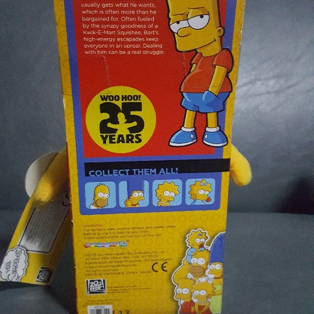 THE Simpsons 25TH Anniversary Bart Medium Limited Edition Plush, Hobbies & Toys, Toys & Games on ...