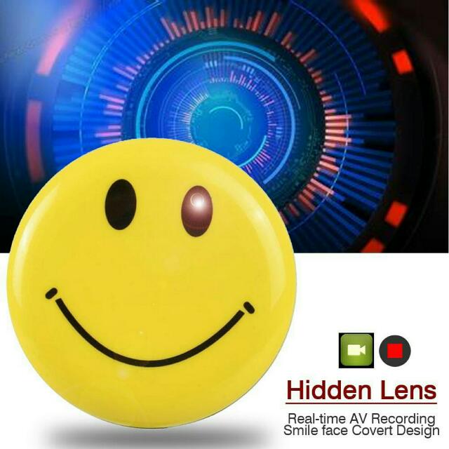 😊SMILEY😁 Face Badge Button SPY Camera🕵, Furniture & Home Living ...