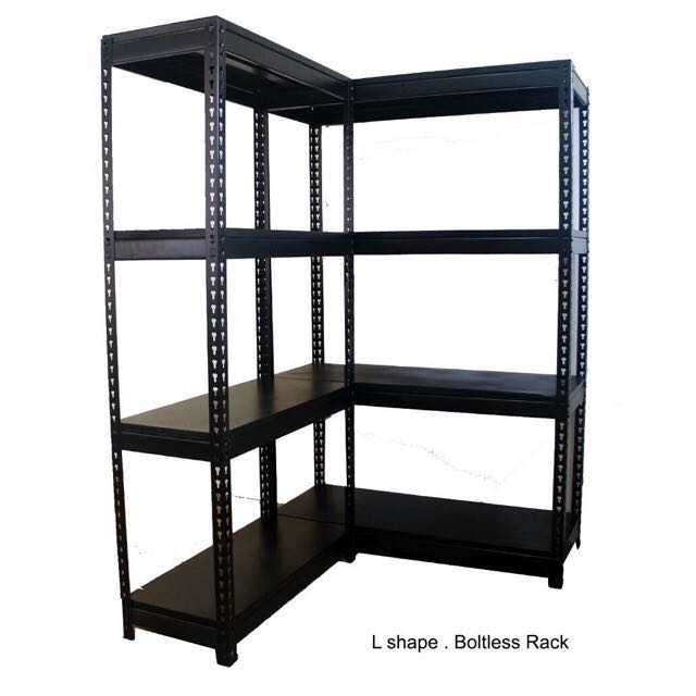 L shaped Matt Black Boltless Rack, Furniture & Home Living, Furniture ...