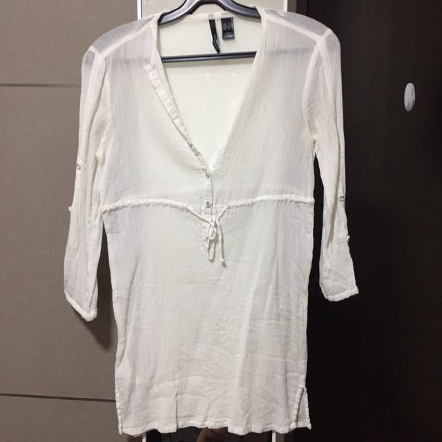 MANGO White Linen Top, Women's Fashion, Tops, Blouses on Carousell