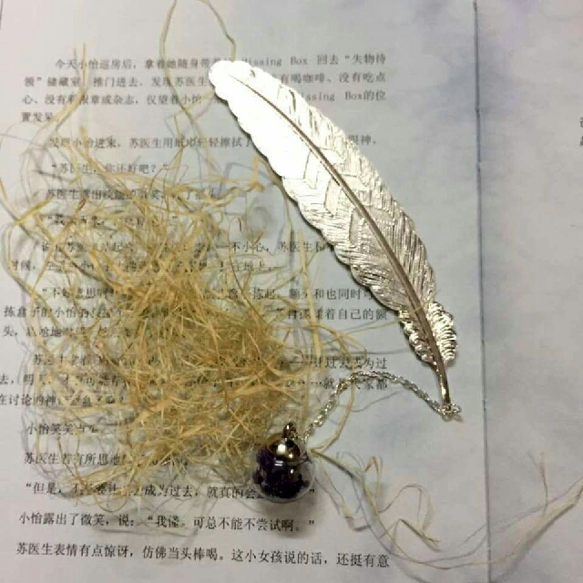 Silver Feather Bookmark With Purple Baby Breath, Hobbies & Toys ...