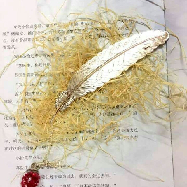 Silver Feather Bookmark With Red Baby Breath, Hobbies & Toys ...