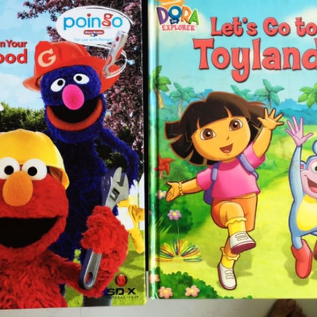 Poingo reader with 5 books: Mickey Mouse club house, Dora, Cars, Sesame ...