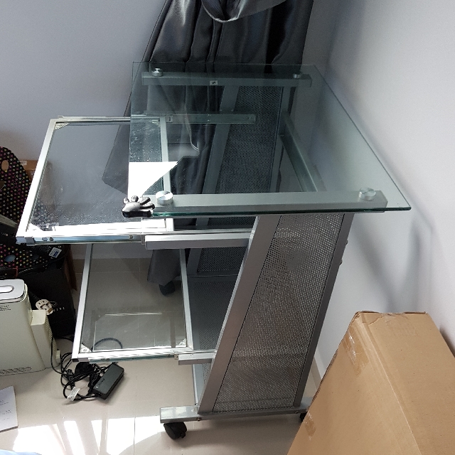 Tempered Glass Computer Table 70cm Length X 51cm Width X 77cm Height ...