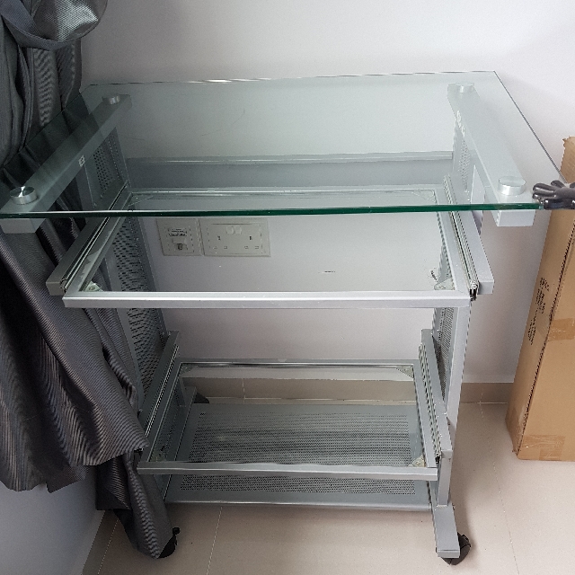 Tempered Glass Computer Table 70cm Length X 51cm Width X 77cm Height ...