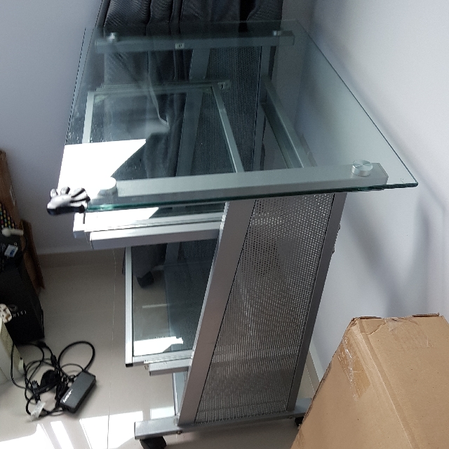 Tempered Glass Computer Table 70cm Length X 51cm Width X 77cm Height ...