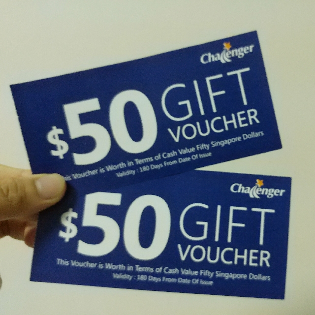 2 Challenger $50 Gift Vouchers, Tickets & Vouchers, Vouchers on Carousell