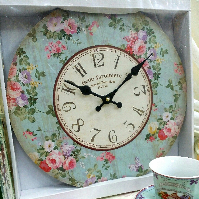 Vintage English Country Rose Wall Clock, Furniture & Home Living, Home ...