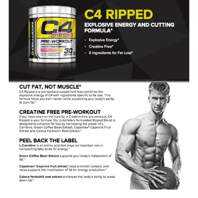 C4 Ripped 30s Pre Workout, Sports Equipment, Exercise & Fitness, Cardio ...