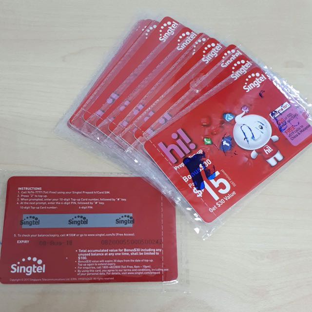Singtel hi! Prepaid Top-up Bonus 30, Everything Else on Carousell