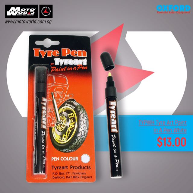 Tyreart White Tyre Pen, Motorcycles, Motorcycle Accessories on Carousell