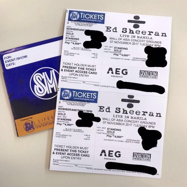 Ed Sheeran Divide Concert Tour Ticket, Tickets & Vouchers, Event ...