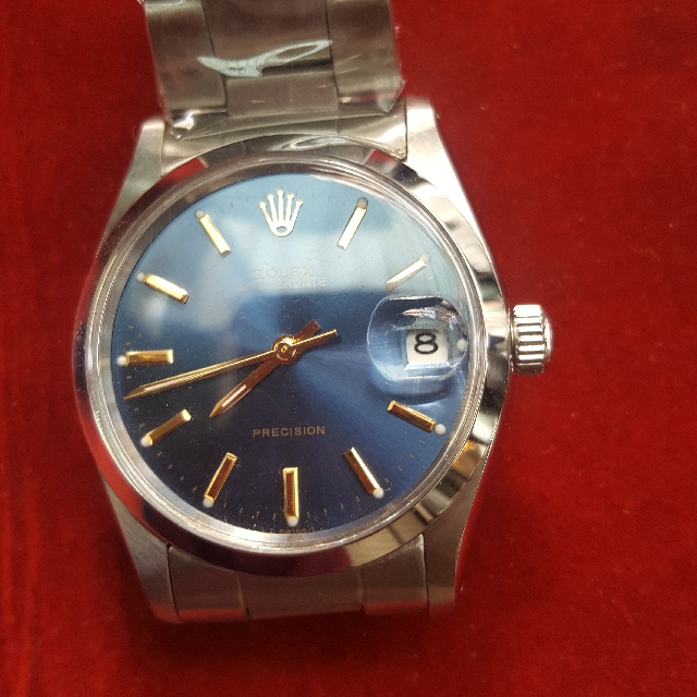 Rolex precision antik tahun 1960han Muka biru jarum emas dan jarum ...