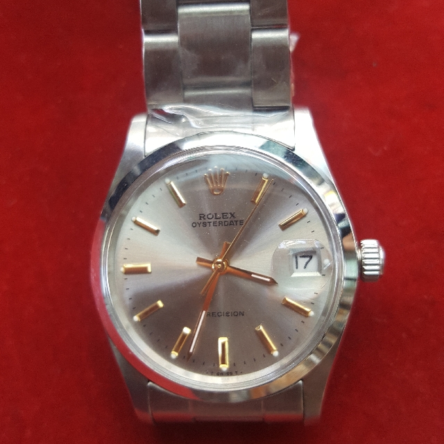 Rolex precision antik tahun 1960han Muka silver Jarum Emas, Men's ...